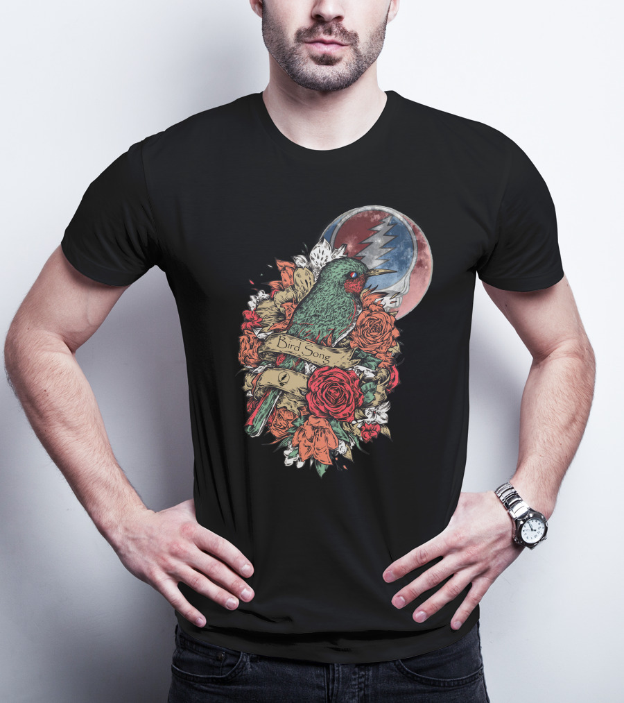 Grateful Dead Steal Your Face Floral Bird Song T-Shirt