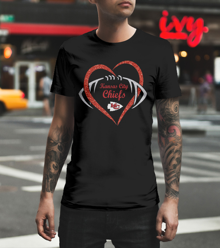 Kansas City Chiefs Heart Football T-Shirt