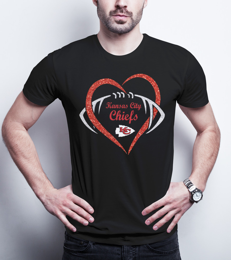 Kansas City Chiefs Heart Football T-Shirt