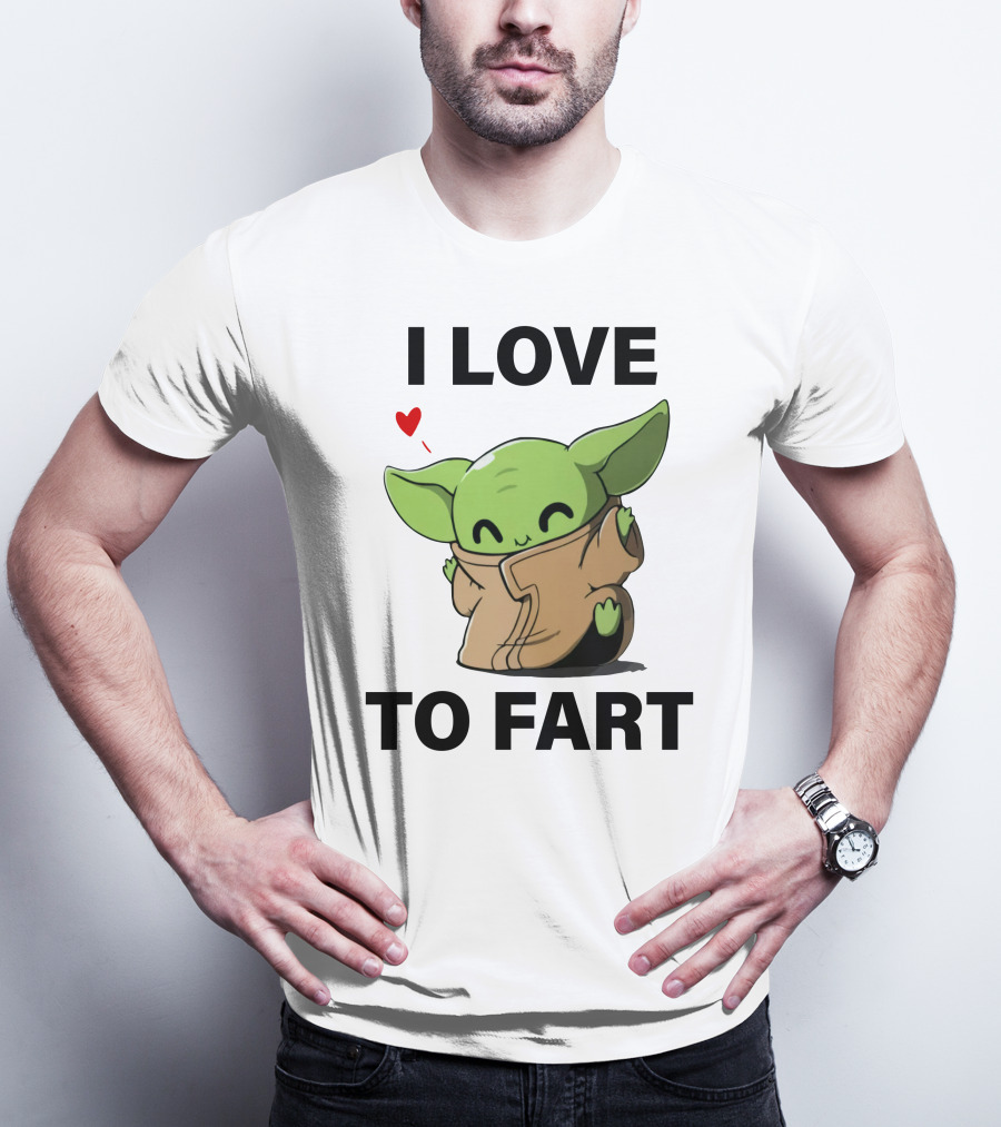 I LOVE TO FART BABY YODA GREEN ALIEN WITH HEART T-Shirt