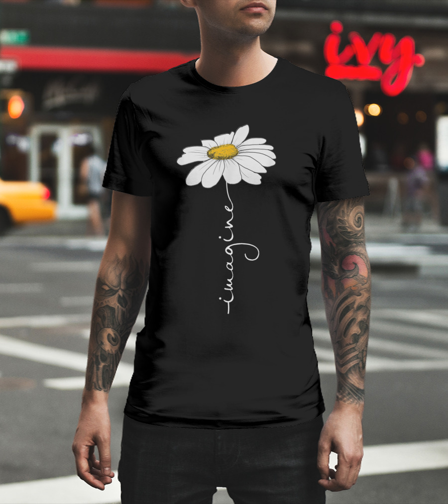 Imagine Flower Daisy Text T-Shirt