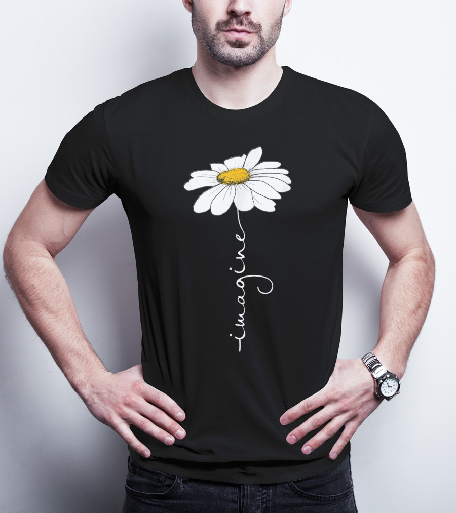 Imagine Flower Daisy Text T-Shirt