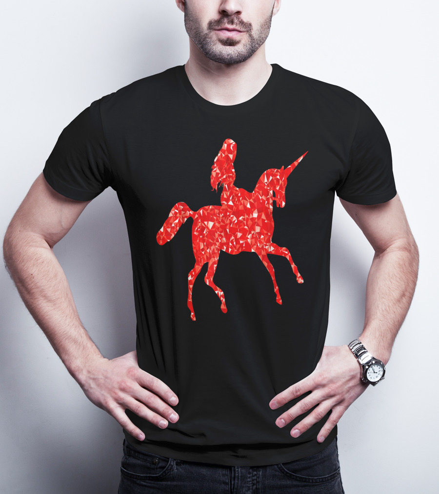 Animal Unicorn Sapphire Red Crystal T-Shirt