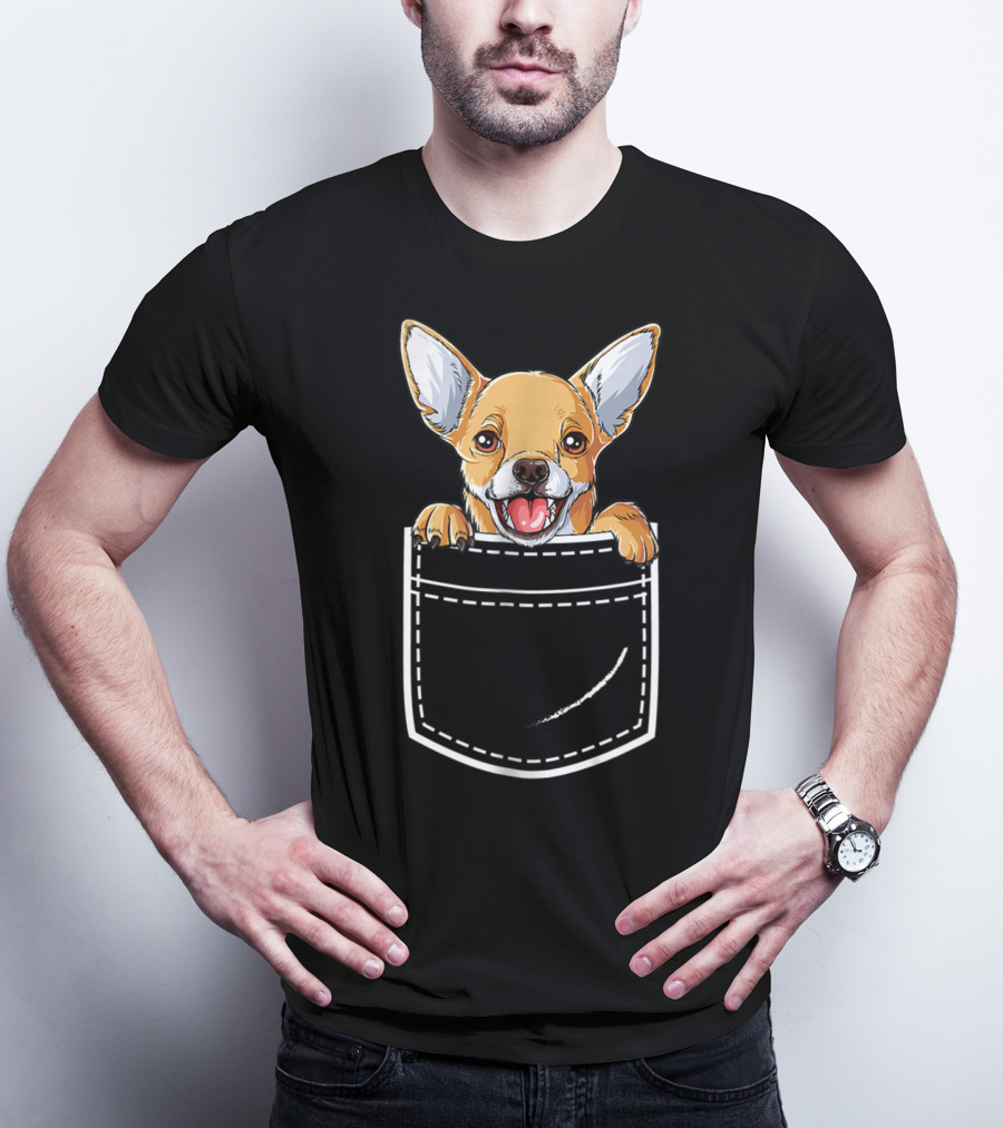 Chihuahua Dog Puppy In Your Front Pocket Women3 T-Shirt