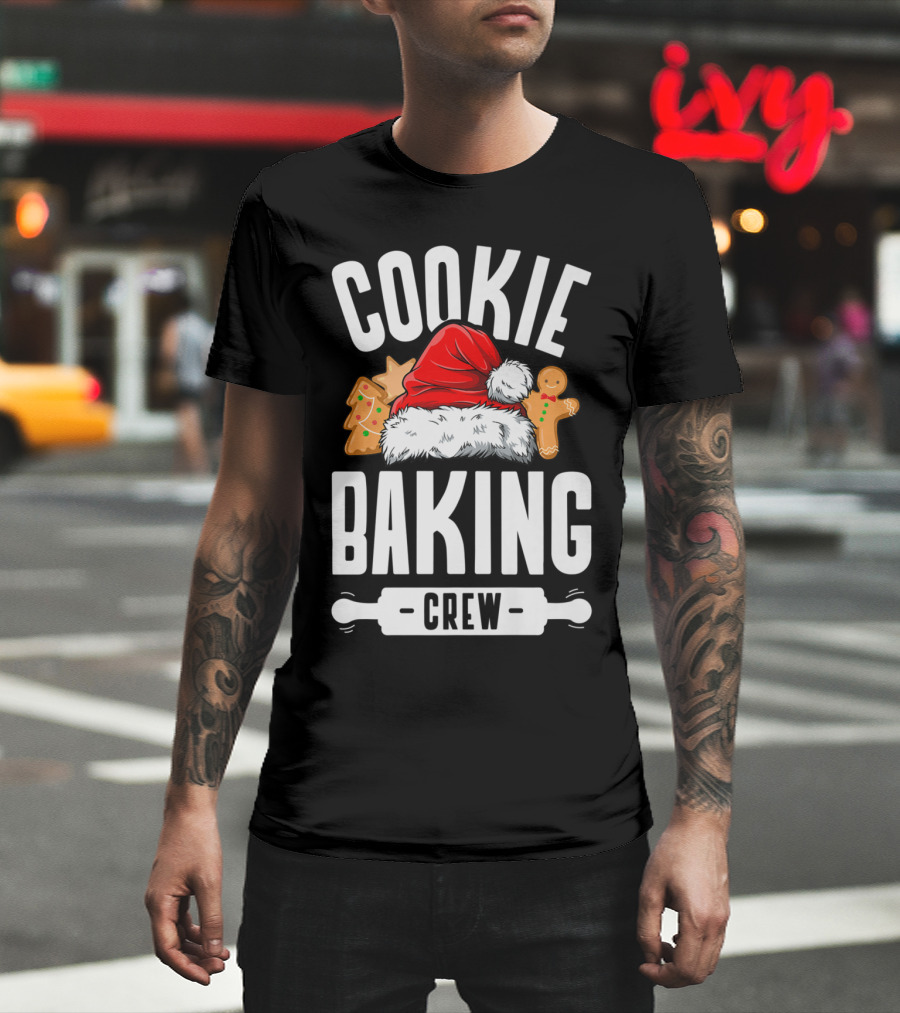 Cookie Baking Crew Christmas Family Gingerbread Team Santa Hat T-Shirt