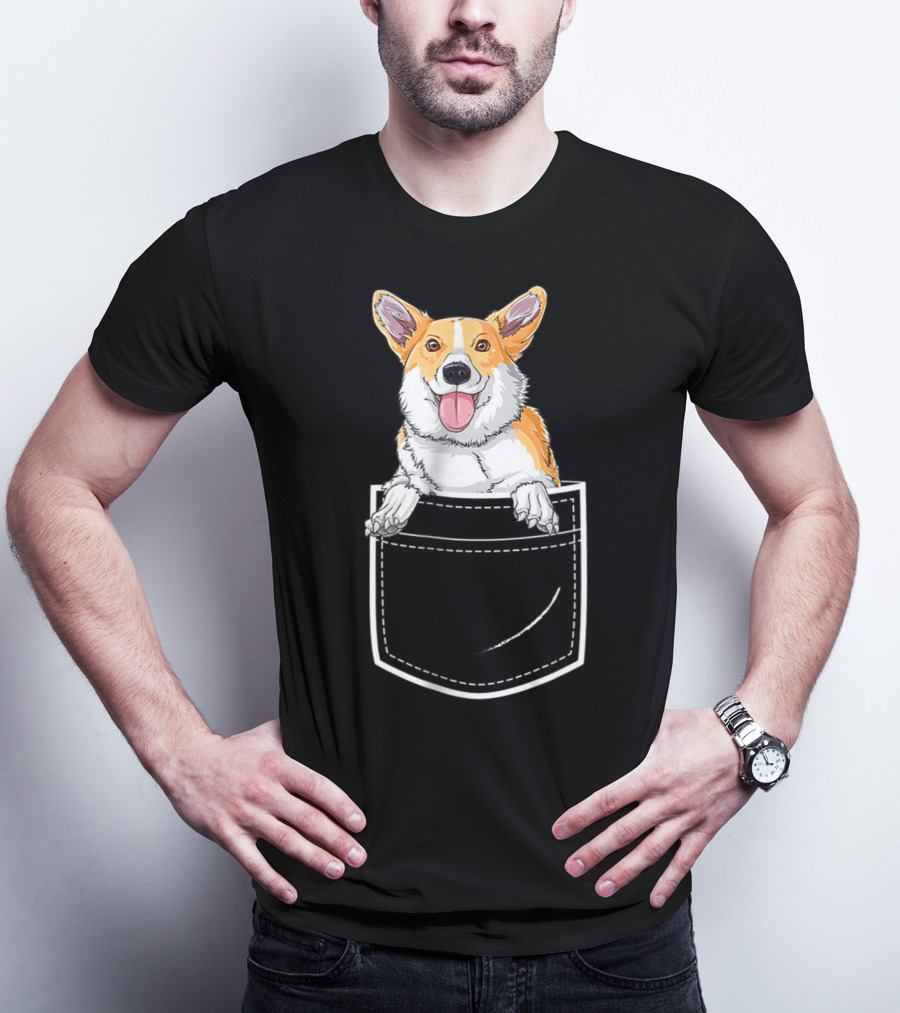 Corgi Puppy In Your Front Pocket For Men T-Shirt