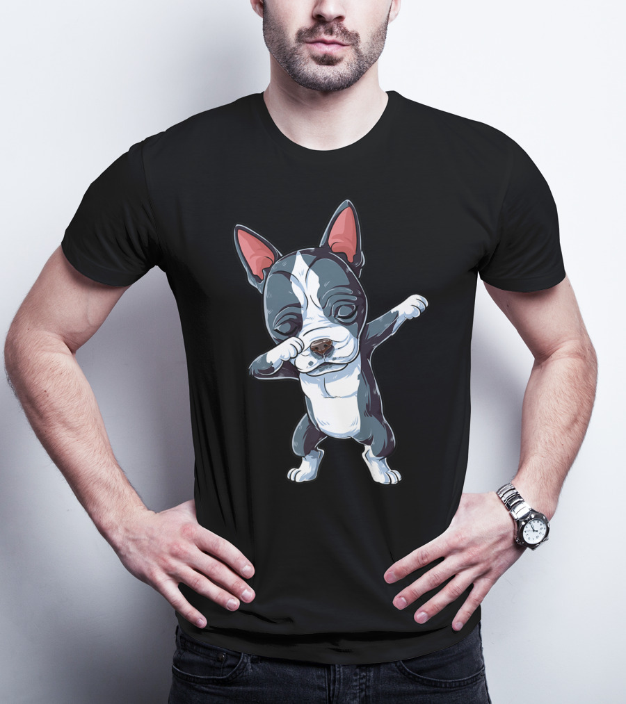 Dabbing Boston Terrier Boys Kids Dog Lover Dab T-Shirt