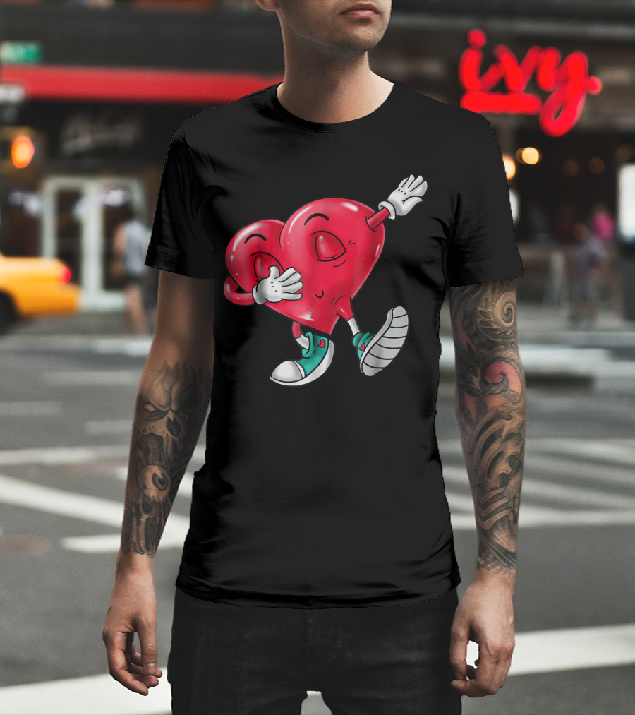 Dabbing Heart Valentine Kids Boys Love Day T-Shirt