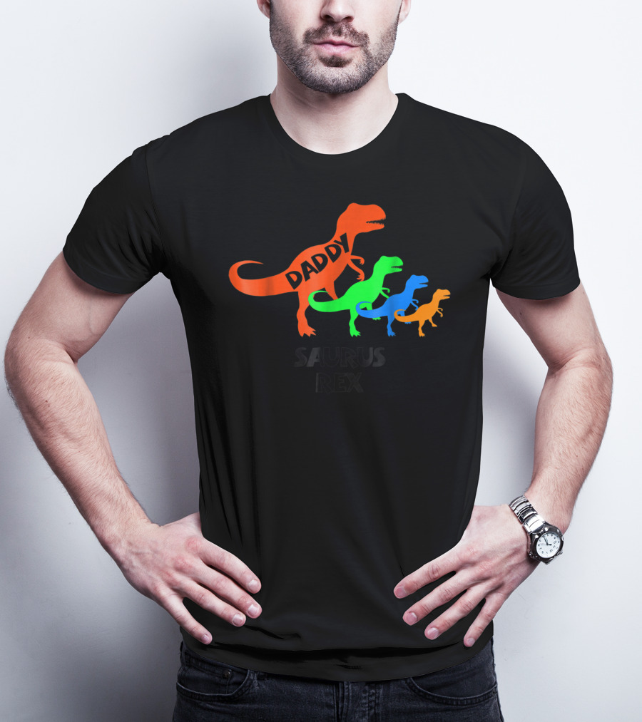 Daddysaurus Rex Dinosaur Family Colorful T-Shirt