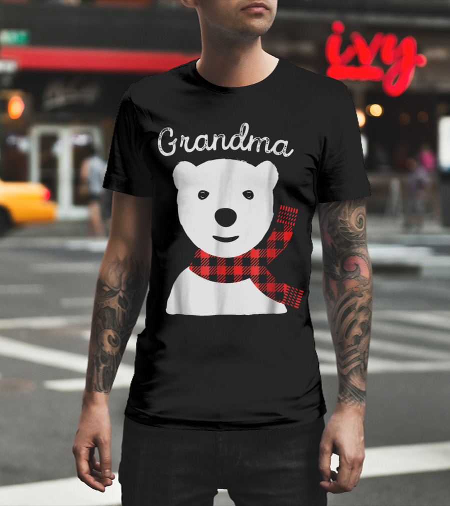 Grandma Plaid Bear Family Matching Christmas T-Shirt