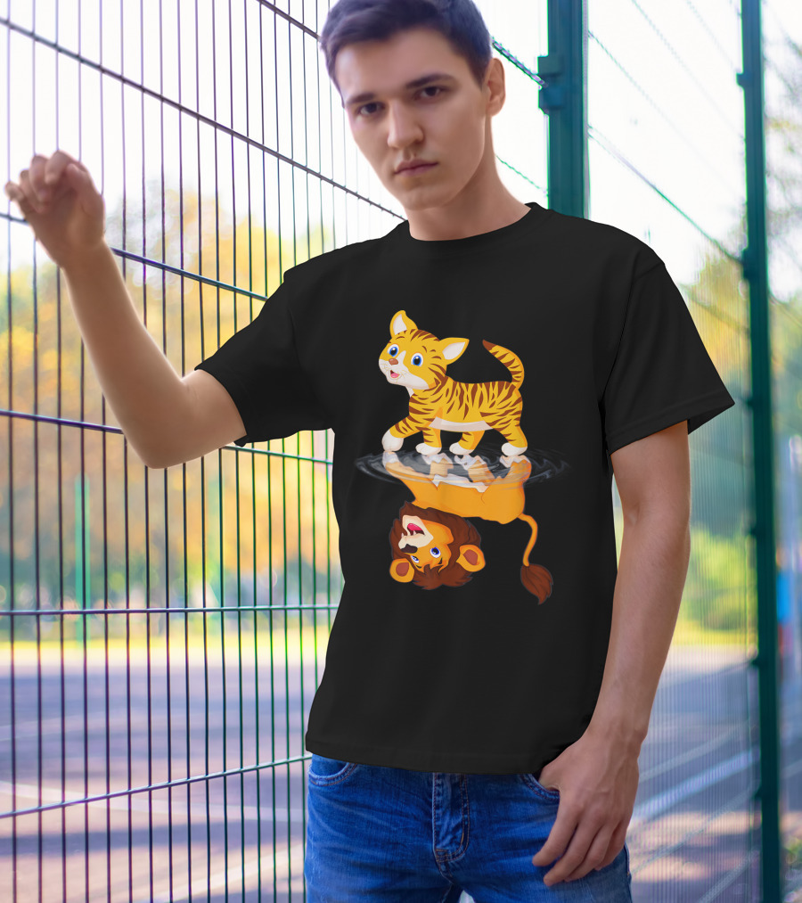 Funny Cat Lover Bengal Cat Reflection As Bengal Tiger T-Shirt