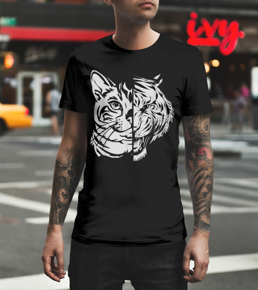 Funny Cat Lover Bengal Cat Shadow Bengal Tiger Fusion T-Shirt