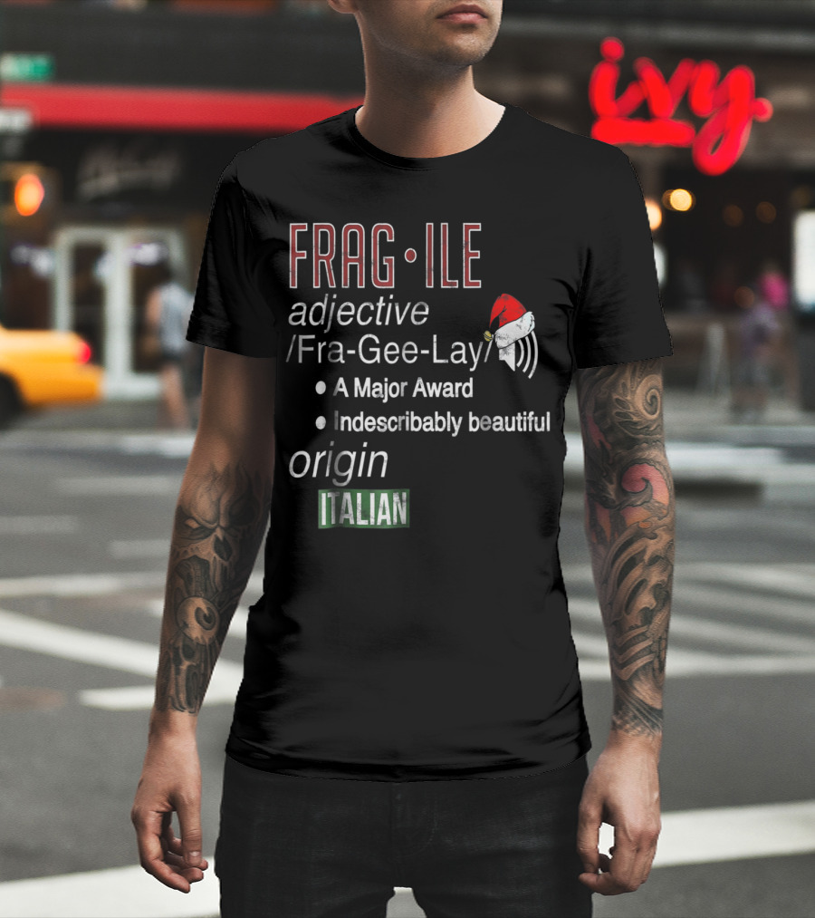 Fragile Fra Gee Lay Italian Major Award Indescribably Beautiful Christmas Santa Hat T-Shirt