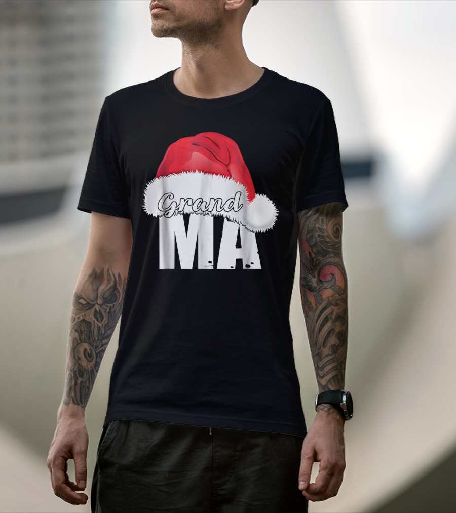 Grandma Christmas Santa Hat Family T-Shirt