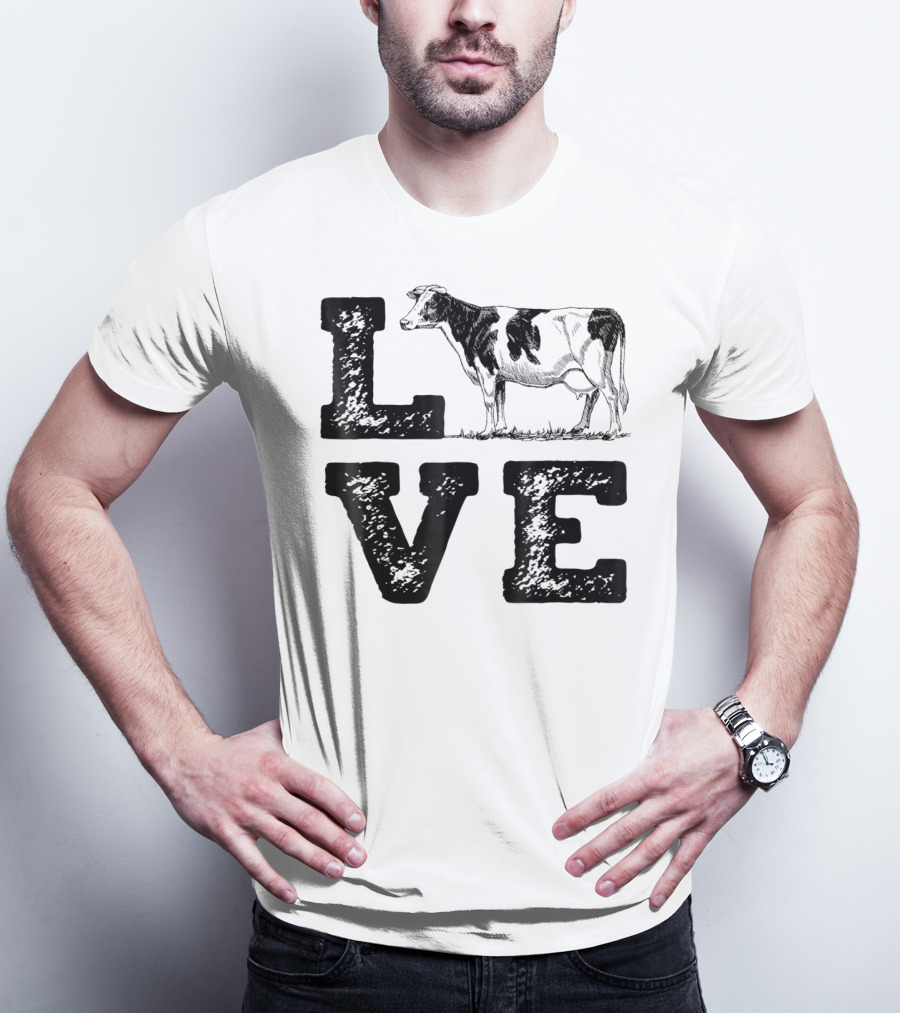 LOVE Cows Cow Lovers Farm Girls Women Farmer T-Shirt