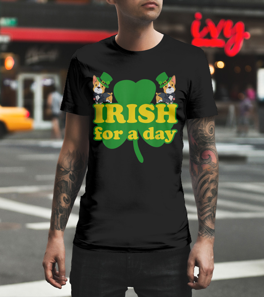 Irish For A Day Shamrock Pembroke Welsh Corgi T-Shirt