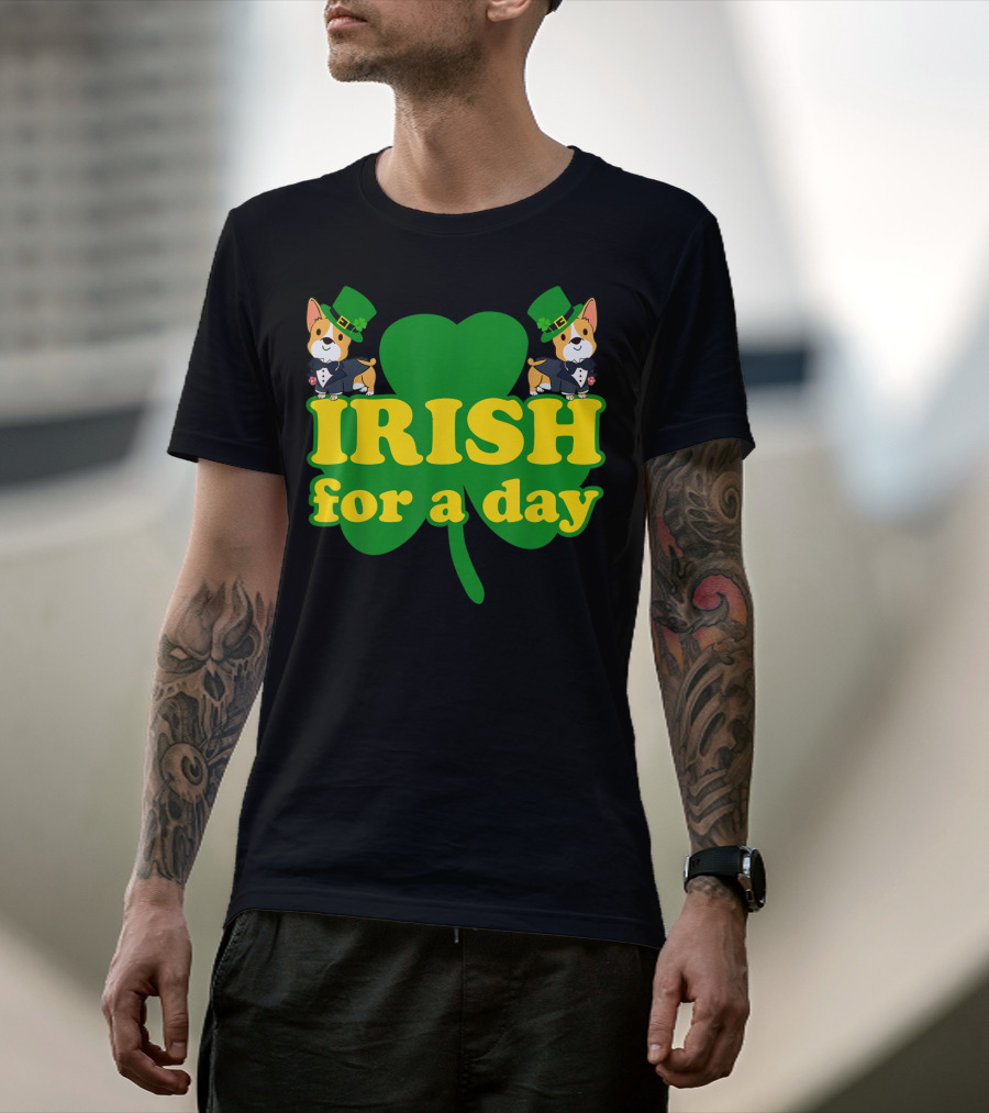 Irish For A Day Shamrock Pembroke Welsh Corgi T-Shirt