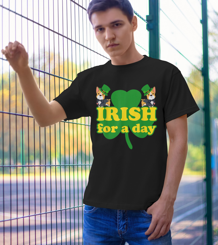 Irish For A Day Shamrock Pembroke Welsh Corgi T-Shirt