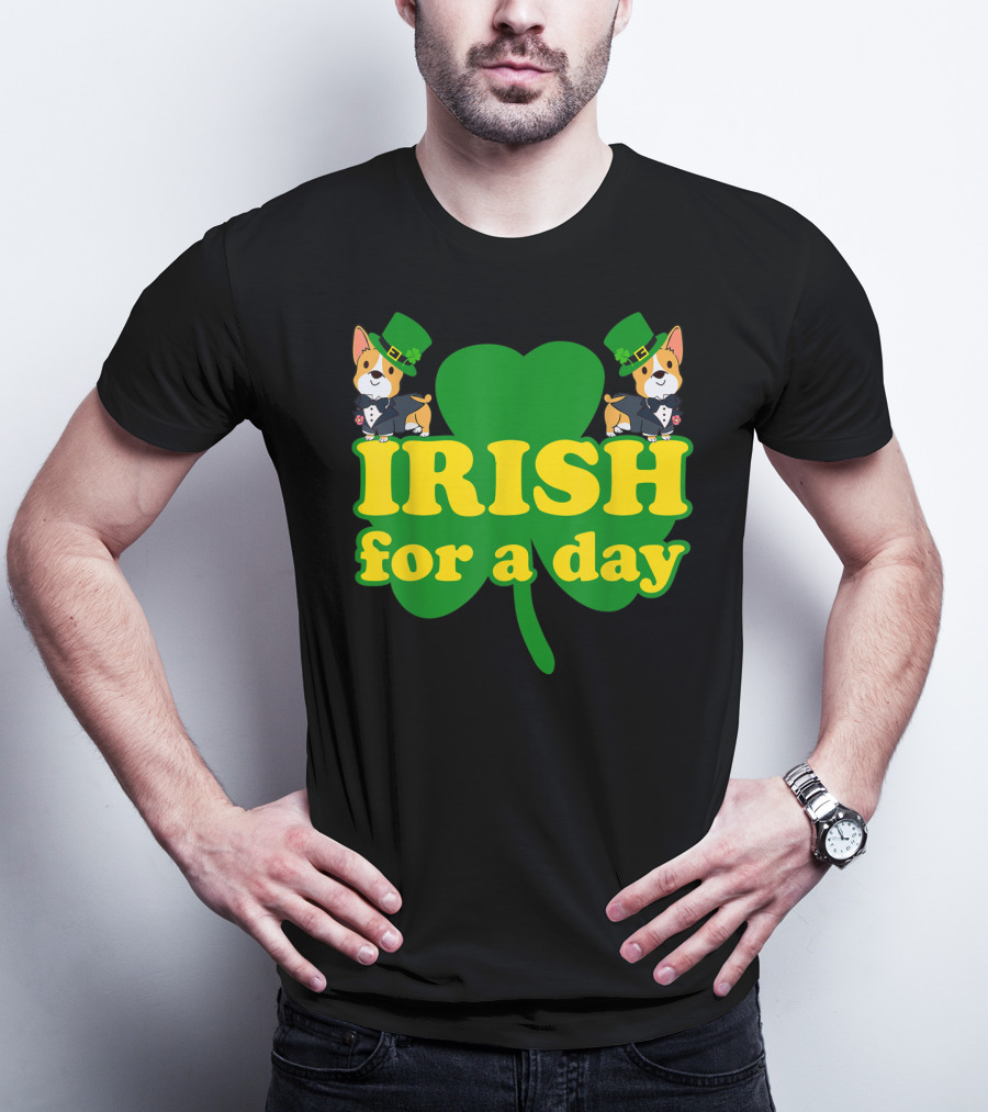Irish For A Day Shamrock Pembroke Welsh Corgi T-Shirt