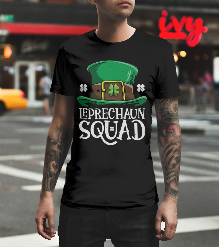 Leprechaun Squad St Patricks Day Costume12 Green Hat Clover Shamrock T-Shirt