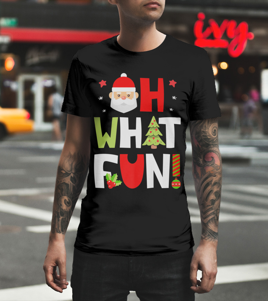 Christmas Kids Boys Oh What Fun Santa Xmas Tree T-Shirt