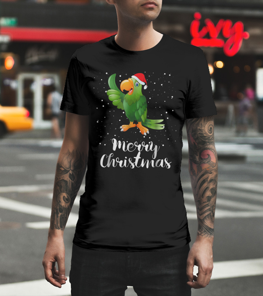 Merry Christmas Parrot Funny Matching Family Group T-Shirt