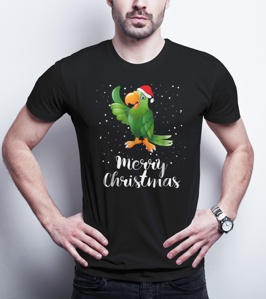 Merry Christmas Parrot Funny Matching Family Group T-Shirt