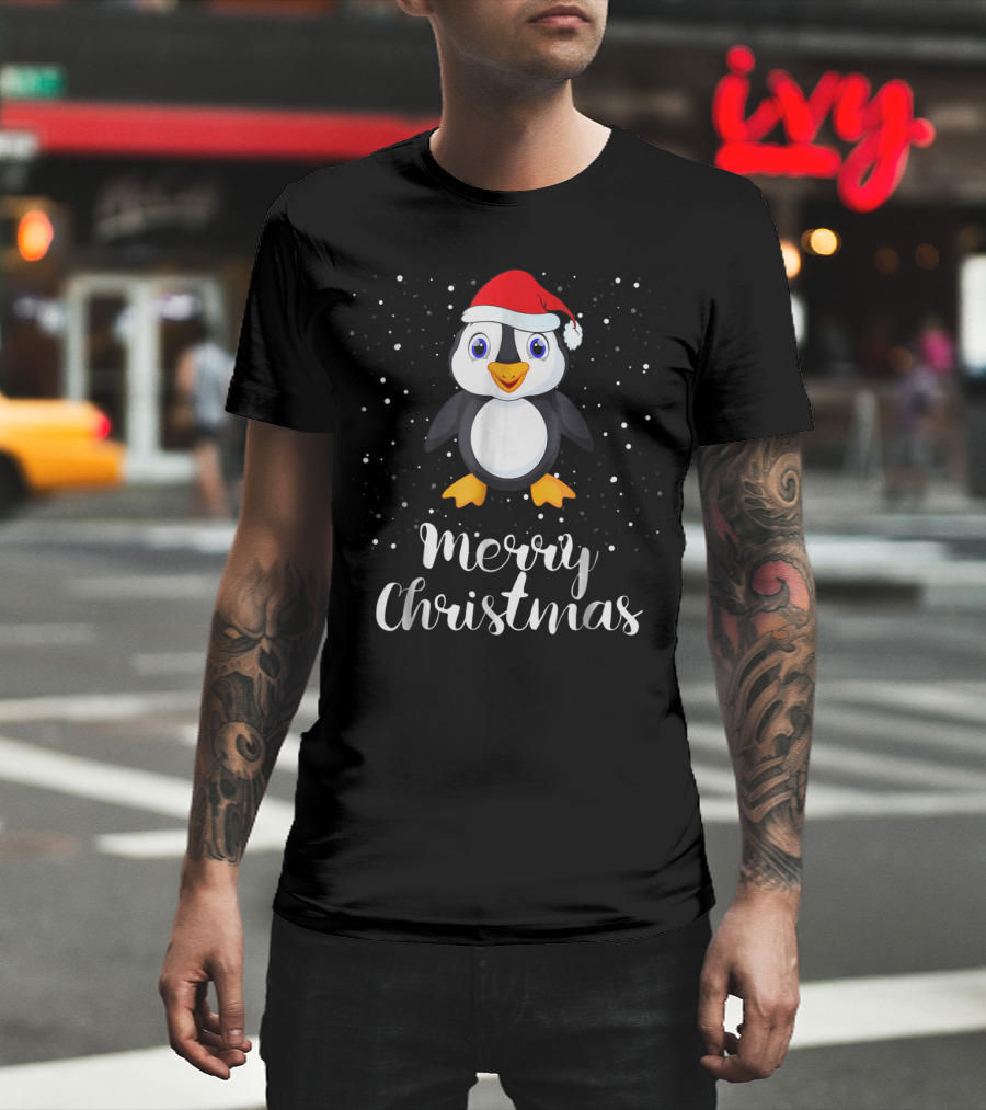 Merry Christmas Penguin Family Group Matching T-Shirt