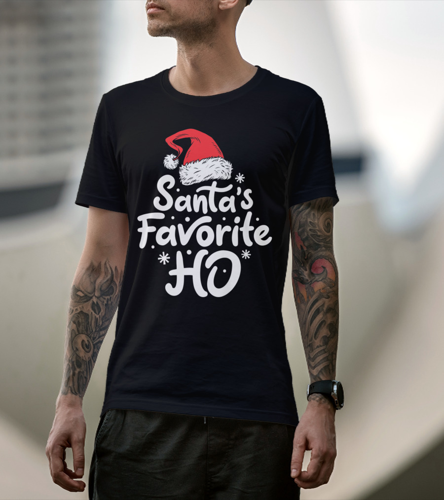 Santa's Favorite Ho Christmas Women Santa Hat T-Shirt