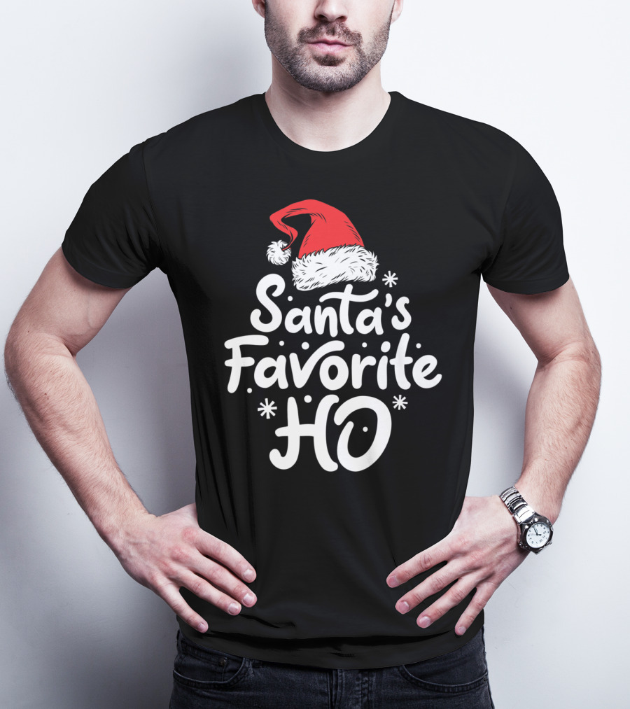 Santa's Favorite Ho Christmas Women Santa Hat T-Shirt