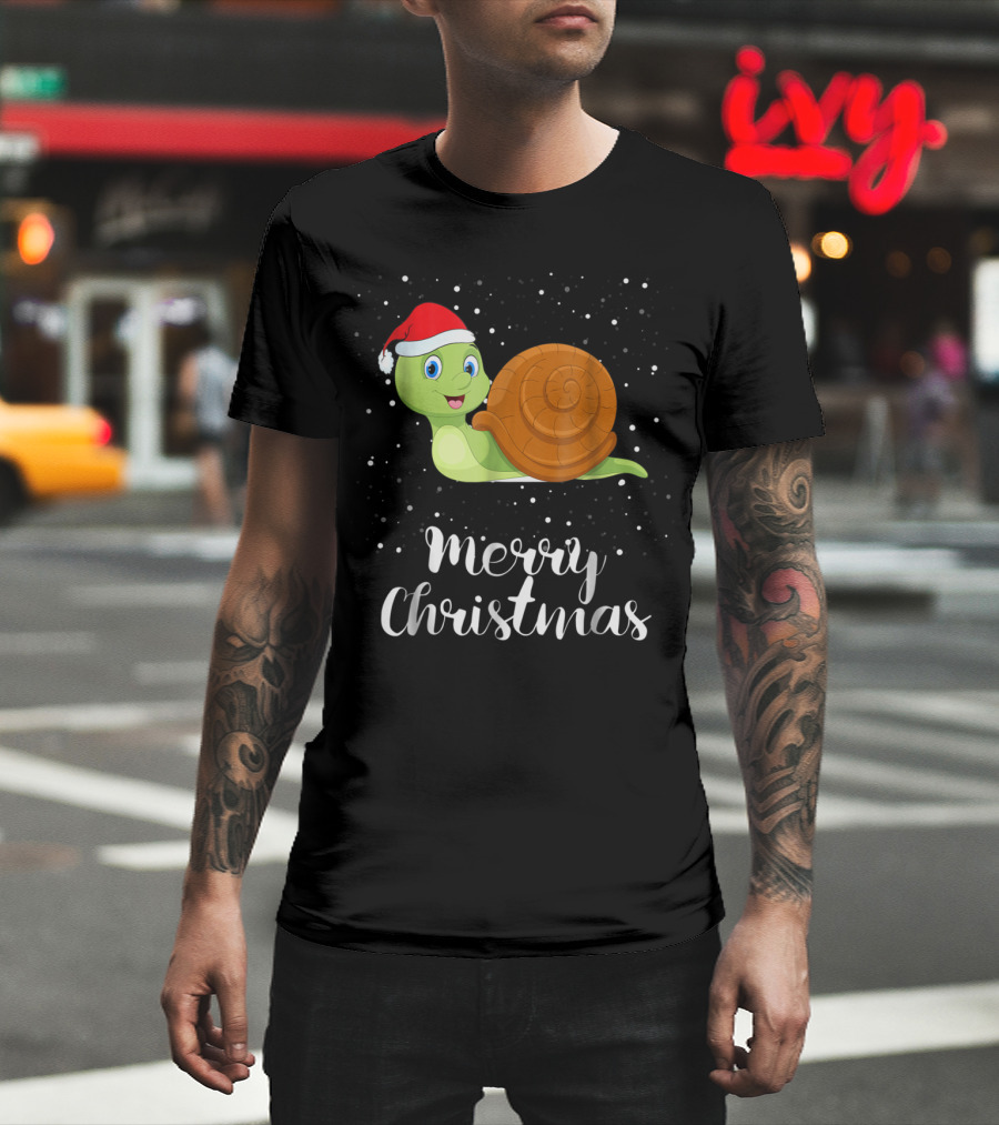 Merry Christmas Snail Funny Matching Family Group T-Shirt