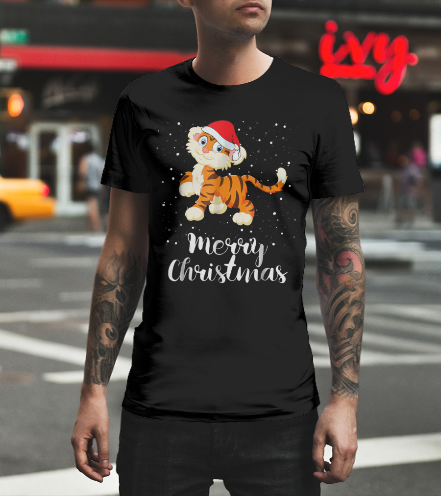 Merry Christmas Tiger Funny Christmas Matching Family Group T-Shirt