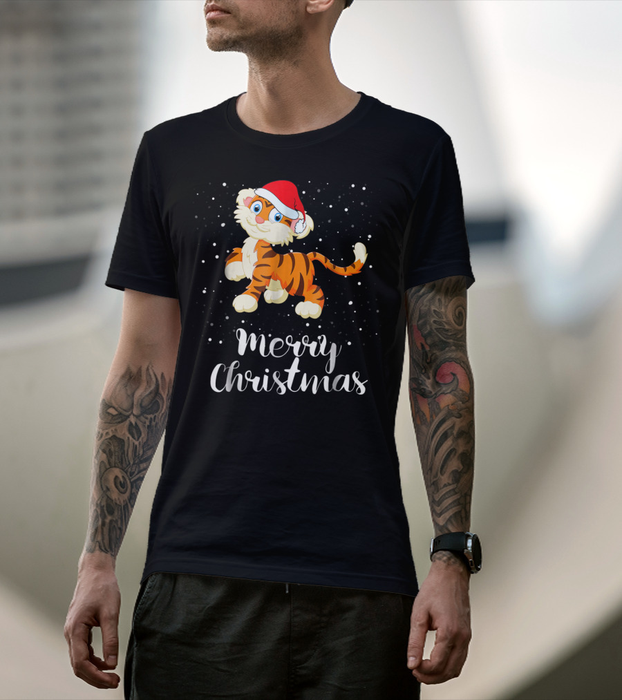 Merry Christmas Tiger Funny Christmas Matching Family Group T-Shirt