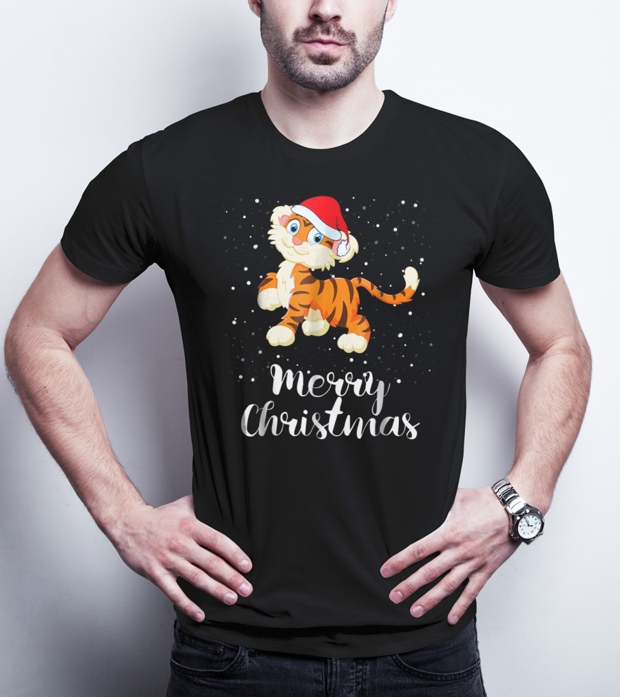 Merry Christmas Tiger Funny Christmas Matching Family Group T-Shirt