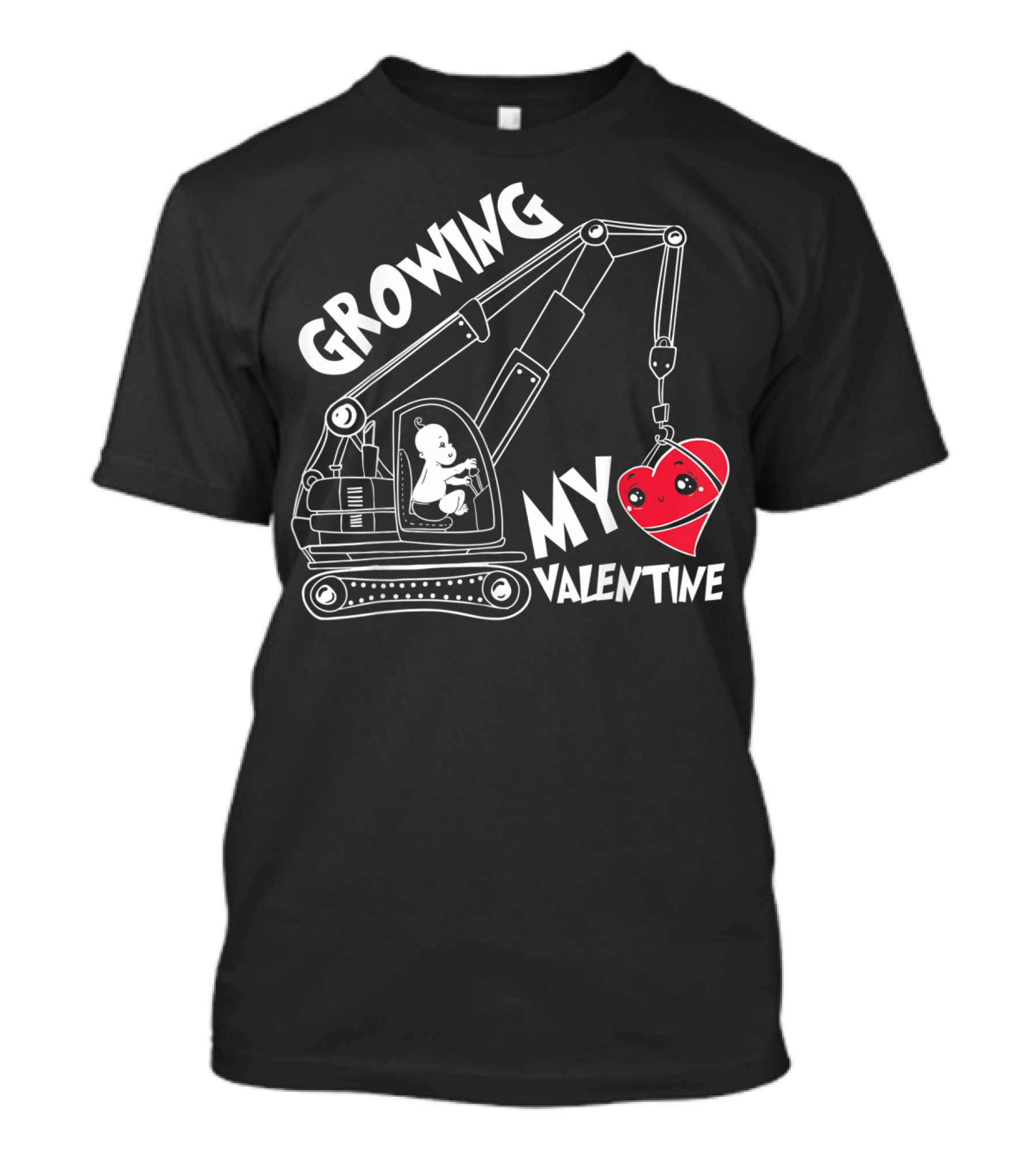 Growing My Valentine Valentine's Children Excavator Heart T-Shirt
