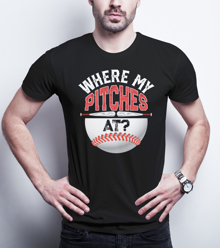 Where My Pitches At Baseball Kids11 Baseball T-Shirt