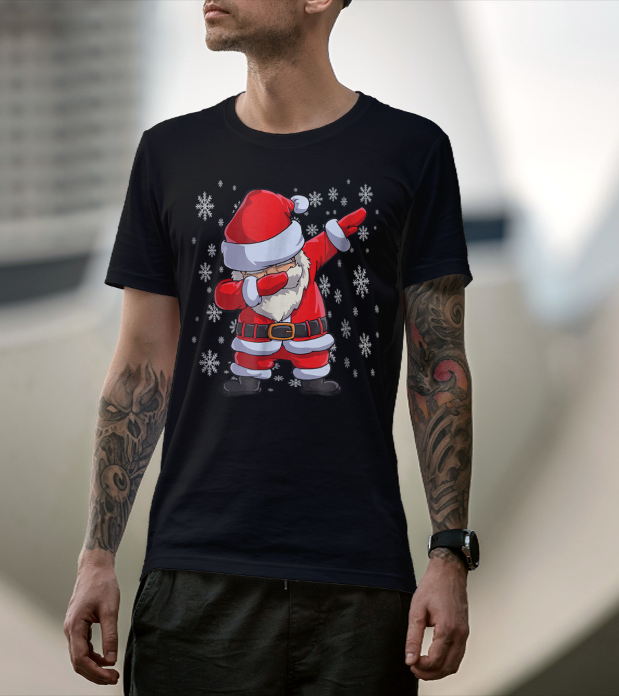 Christmas Santa Funny Dabbing Santa Boys Girls Snowflakes T-Shirt