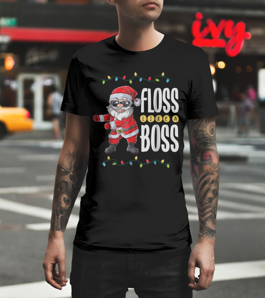 Christmas Santa Floss Like A Boss Flossing 8 Dance Lights T-Shirt
