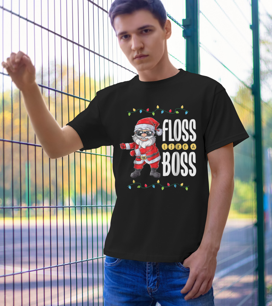 Christmas Santa Floss Like A Boss Flossing 8 Dance Lights T-Shirt