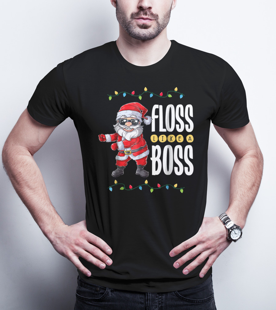 Christmas Santa Floss Like A Boss Flossing 8 Dance Lights T-Shirt