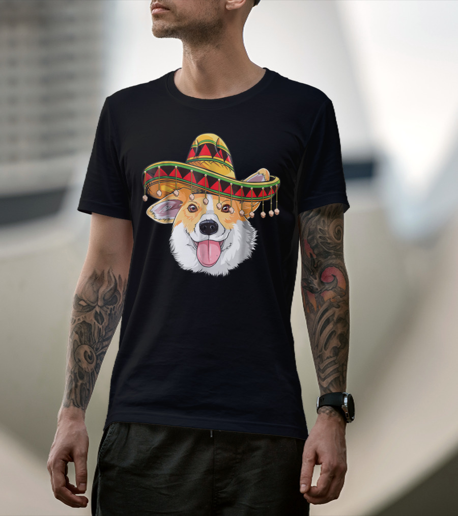 Cinco De Mayo Corgi Kids Boy Girl Sombrero Hat T-Shirt