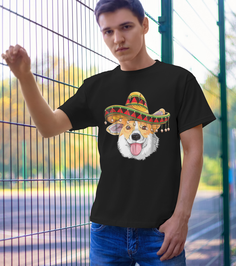Cinco De Mayo Corgi Kids Boy Girl Sombrero Hat T-Shirt