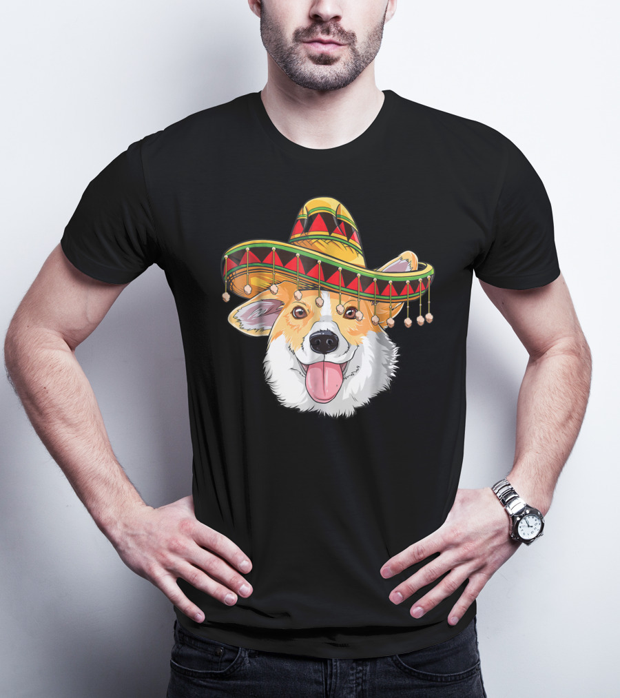 Cinco De Mayo Corgi Kids Boy Girl Sombrero Hat T-Shirt