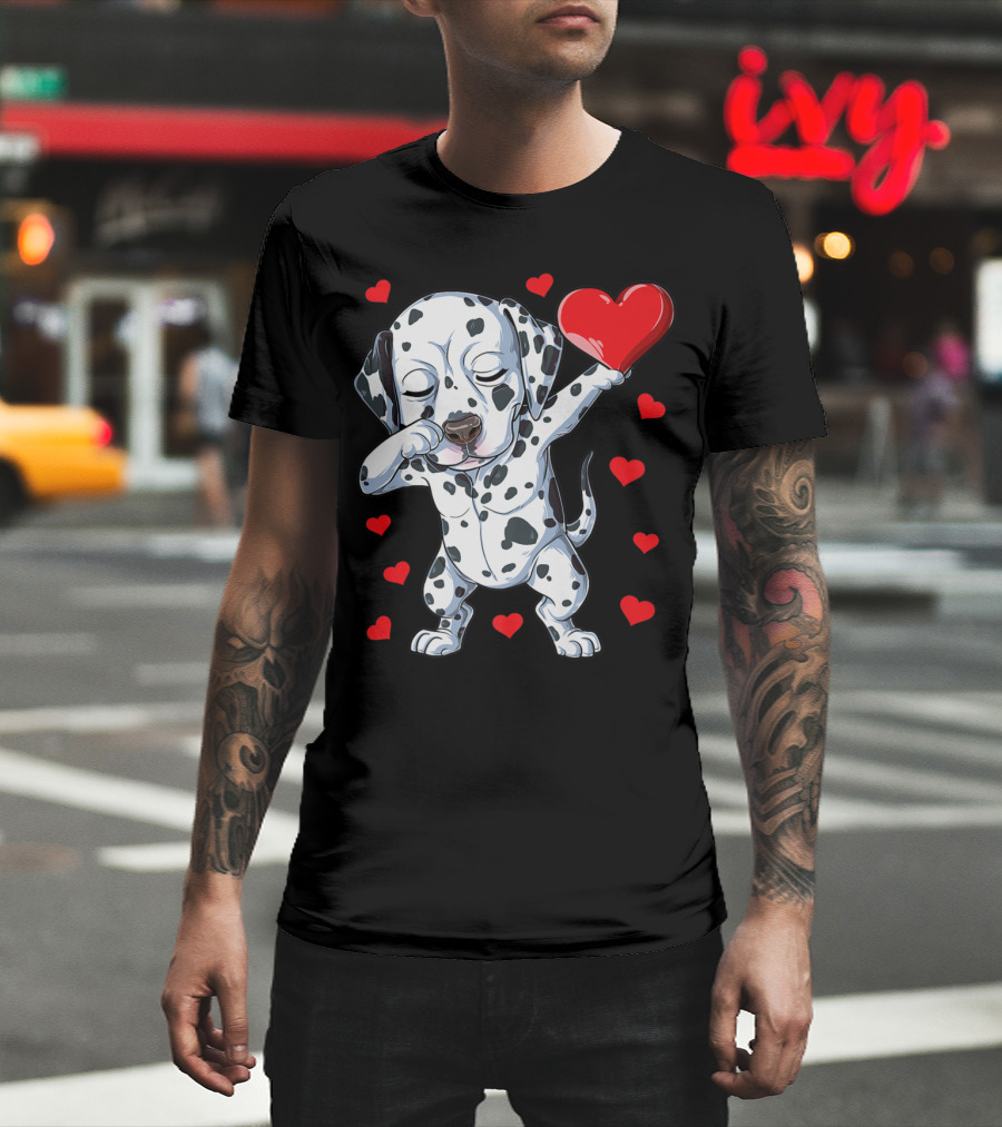 Dabbing Dalmatian Valentines Day Dog Lover Heart Boys1 T-Shirt