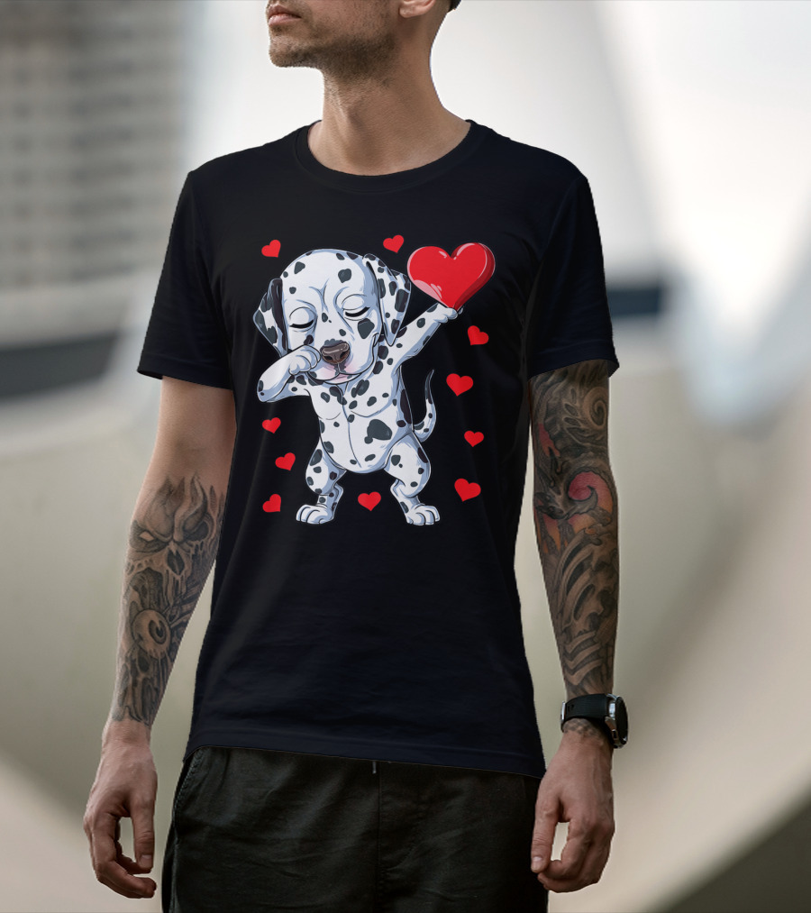Dabbing Dalmatian Valentines Day Dog Lover Heart Boys1 T-Shirt