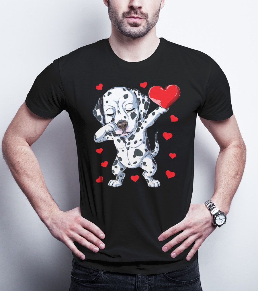 Dabbing Dalmatian Valentines Day Dog Lover Heart Boys1 T-Shirt