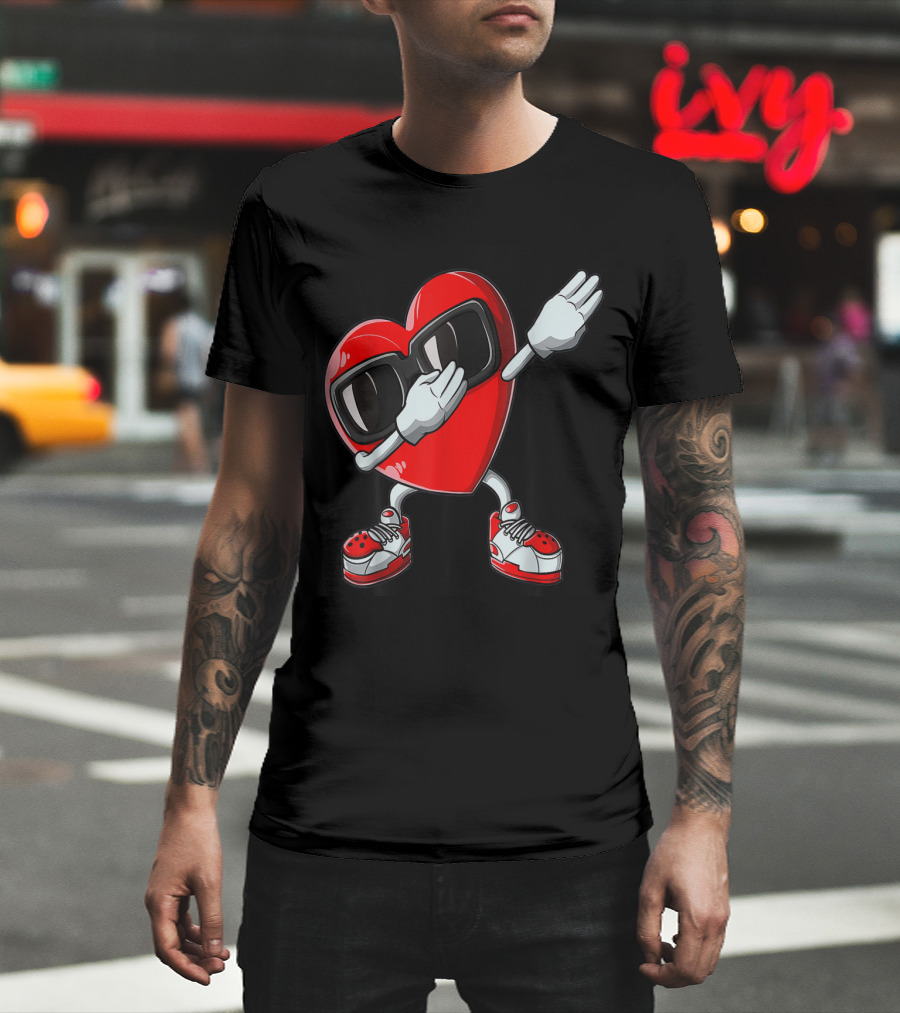 Dabbing Heart Valentines Day Love Funny19 Sunglasses Sneakers T-Shirt