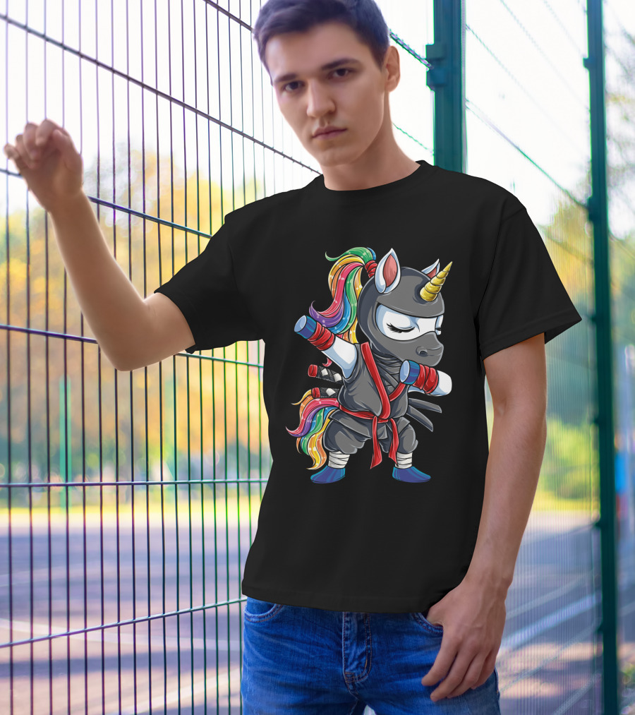 Dabbing Ninja Unicorn Rainbow Martial Arts Women T-Shirt