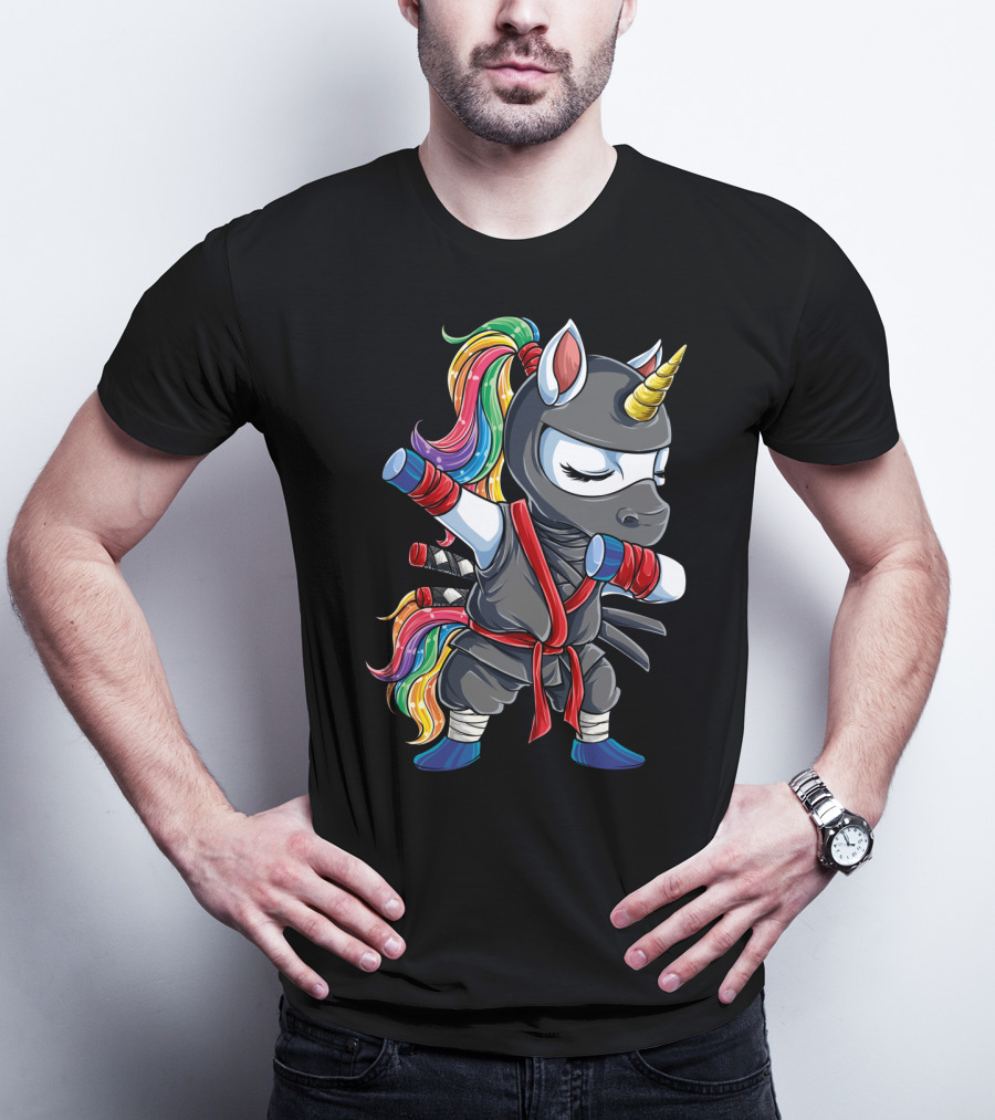 Dabbing Ninja Unicorn Rainbow Martial Arts Women T-Shirt