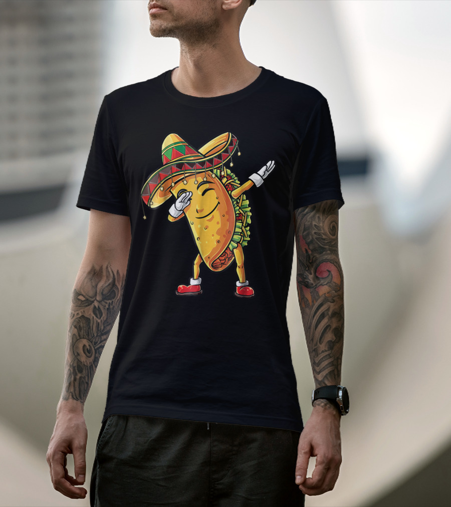 Dabbing Taco Sombrero Cinco De Mayo Kids Boys Girls Fun T-Shirt